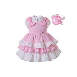 3 pieces Girls Pink Clothing Set White Blouse + Pink Layered Dress ...