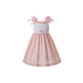 2020 Sweet Pink Floral Ruffled Shoulderless Princess Smoked Dress With Bows